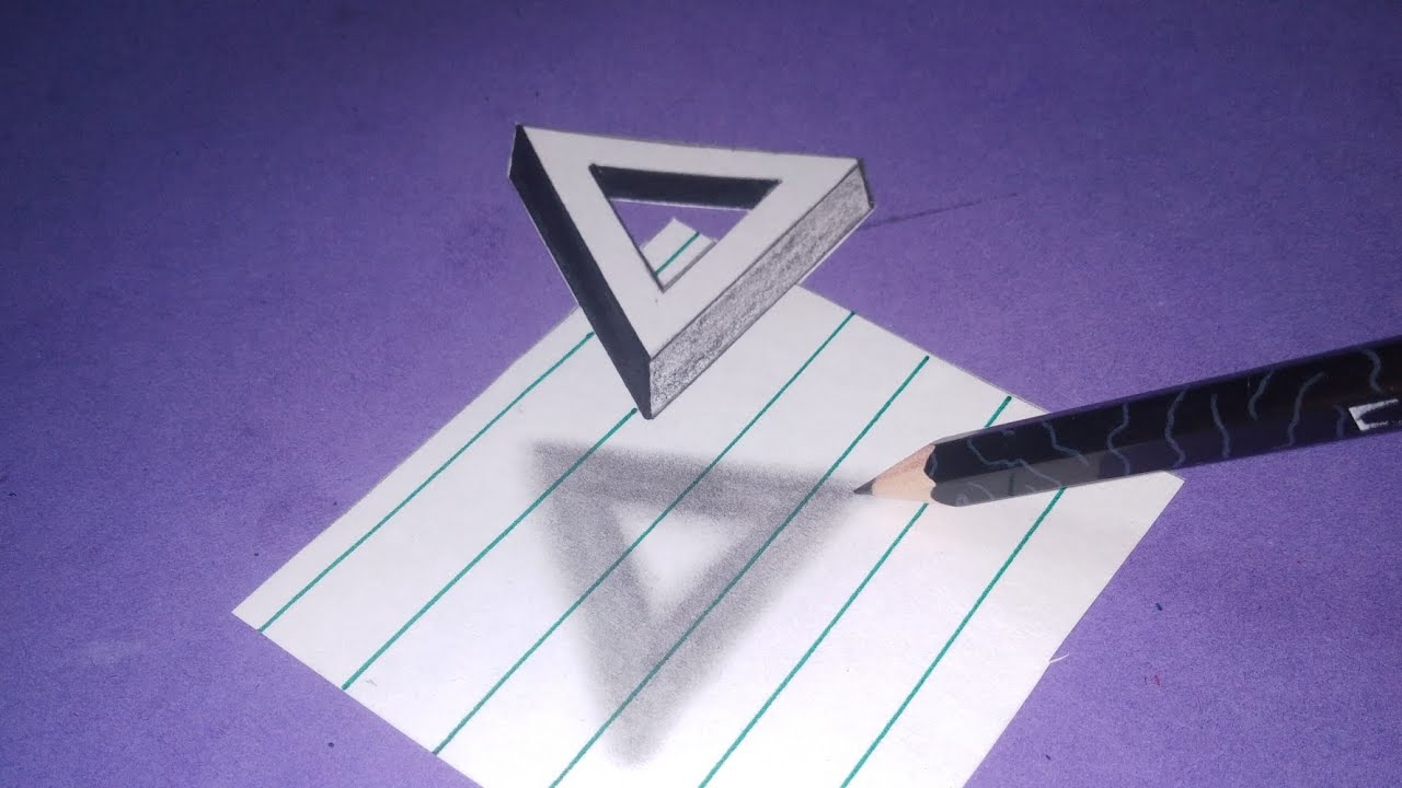 3D Trick || How To Drawing 3D Floating Triangle !! Illinois On Paper ...