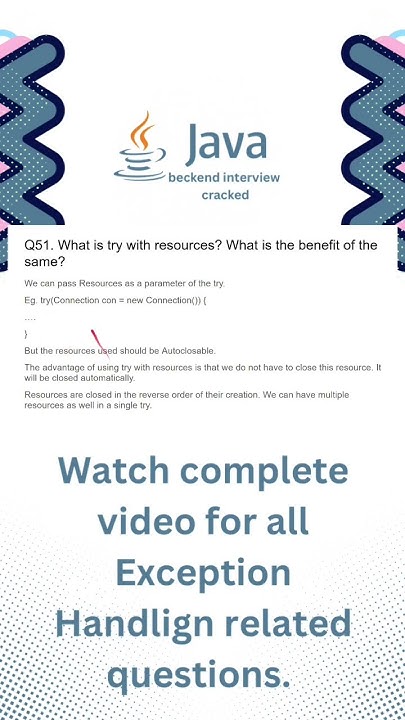 Try with Resources in Java Explained | Exception Handling | Core Java Interview Questions - YouTube