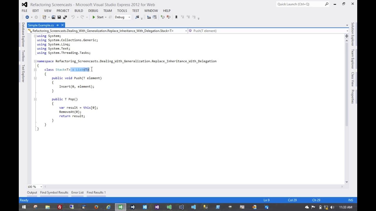 Replace Inheritance With Delegation - YouTube
