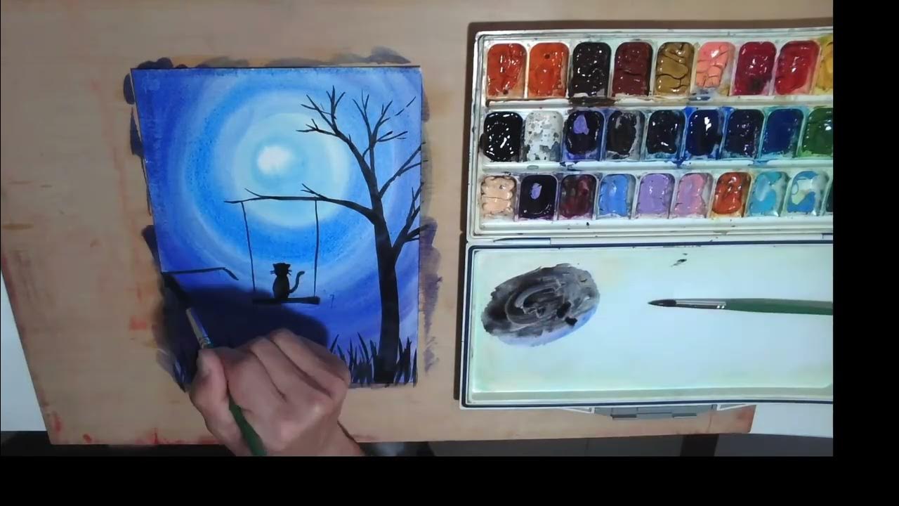 Let’s paint together ~ Cat under the stars 一起畫畫吧~星空下的貓 - YouTube