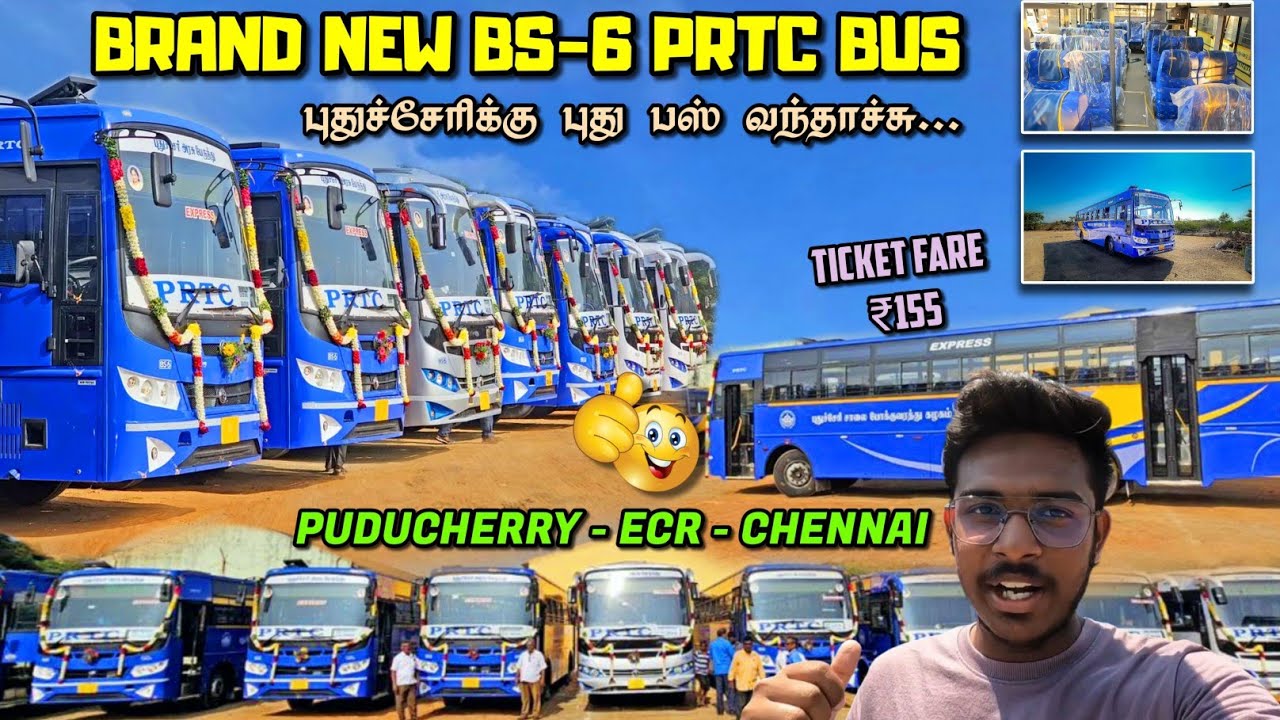🚌Pondicherry Chennai Brand New PRTC BS-6 Bus Travel Vlog| Pakka Timing ...