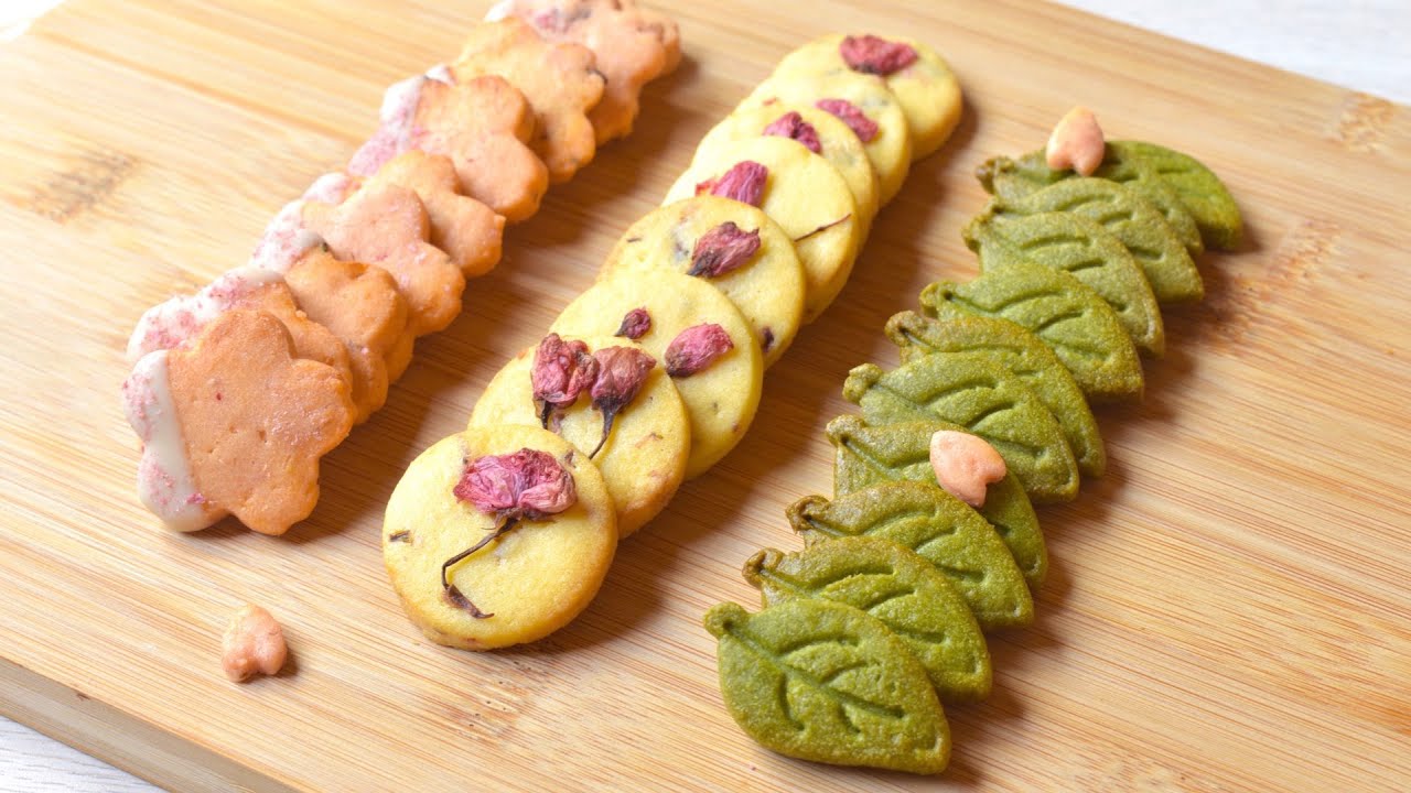 Cherry Blossom Sakura Cookies from one dough recipe, 3 types. Perfect for spring! (Sub) 春の桜クッキー ...