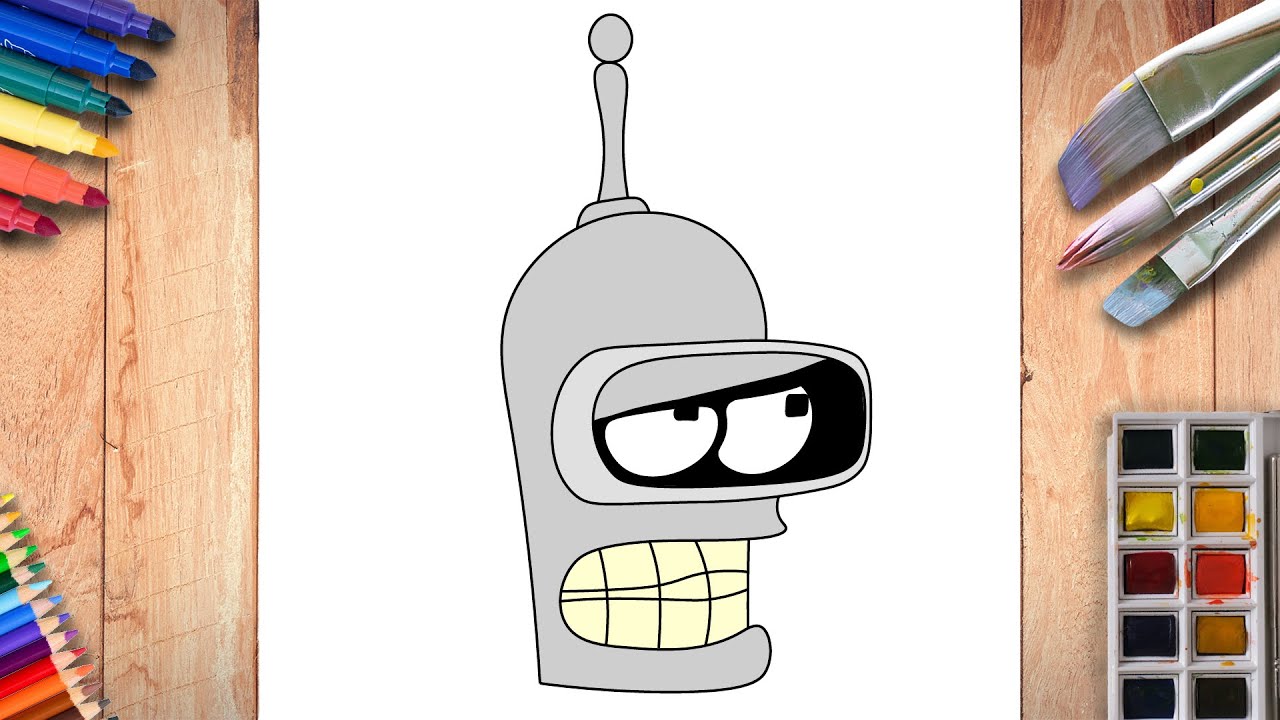 Drawing Bender from Futurama. Easy draw cartoon heroes. #bender #gender ...