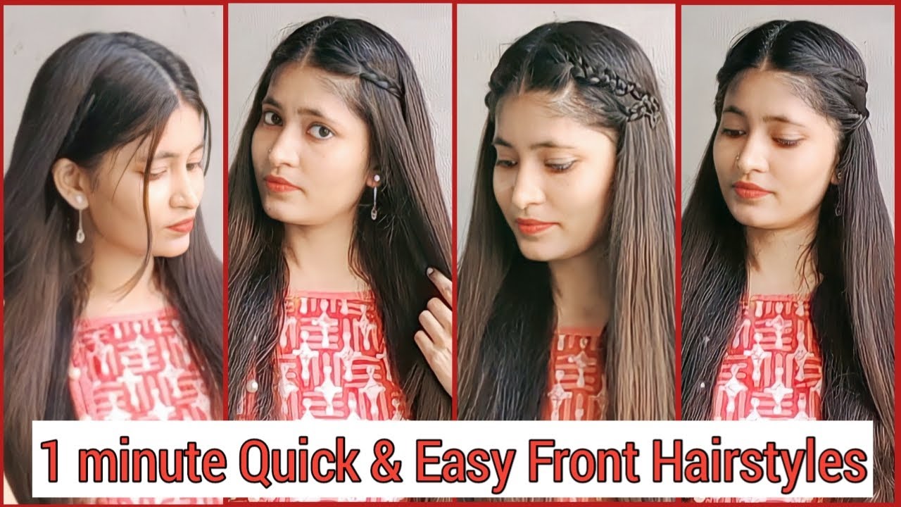 1 minute Quick & Easy Front Hairstyles | Easy Hairstyles for eid # ...