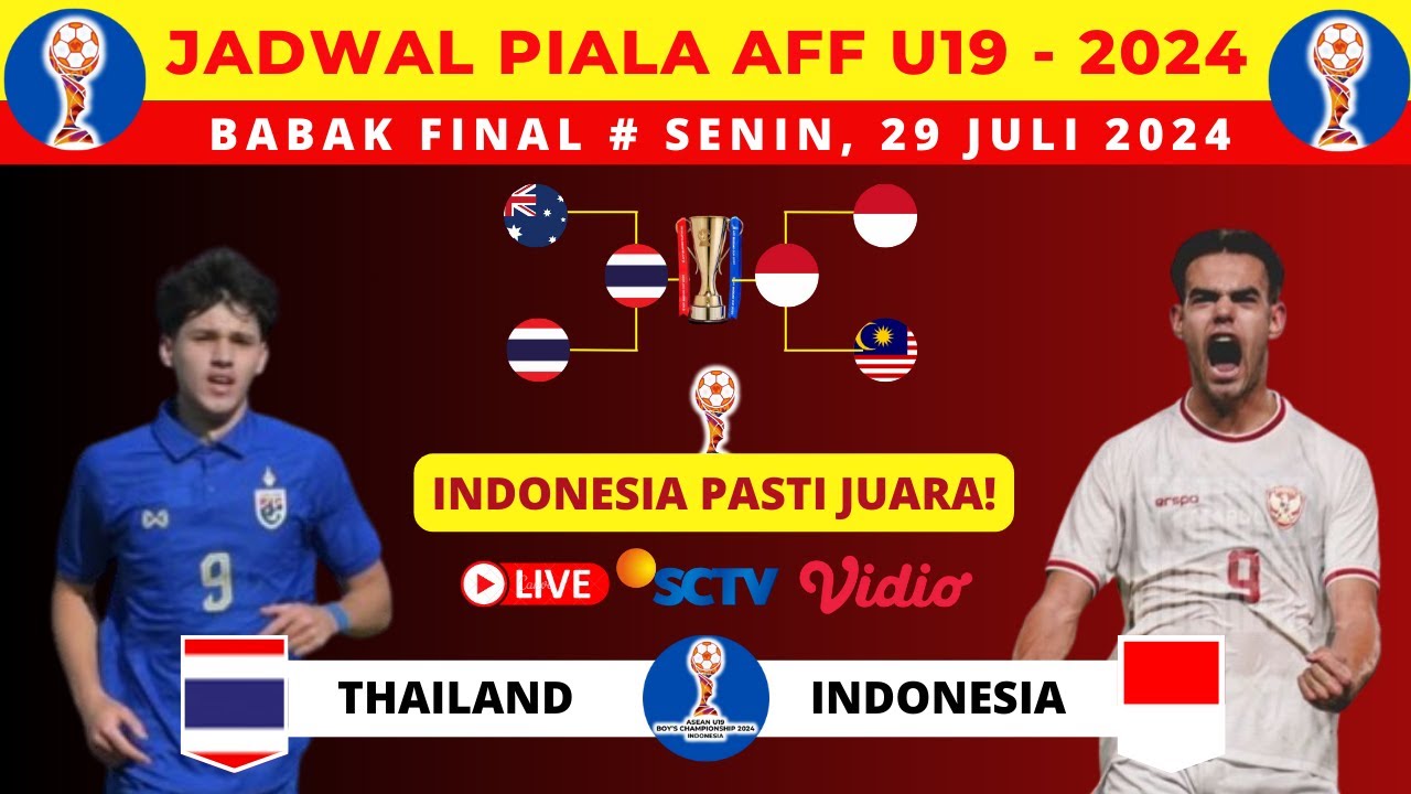 Jadwal siaran Langsung FINAL Piala AFF U19 2024 Malam ini Live SCTV ...