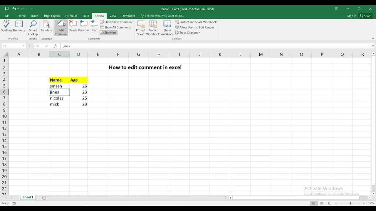 How to edit comment in excel - YouTube
