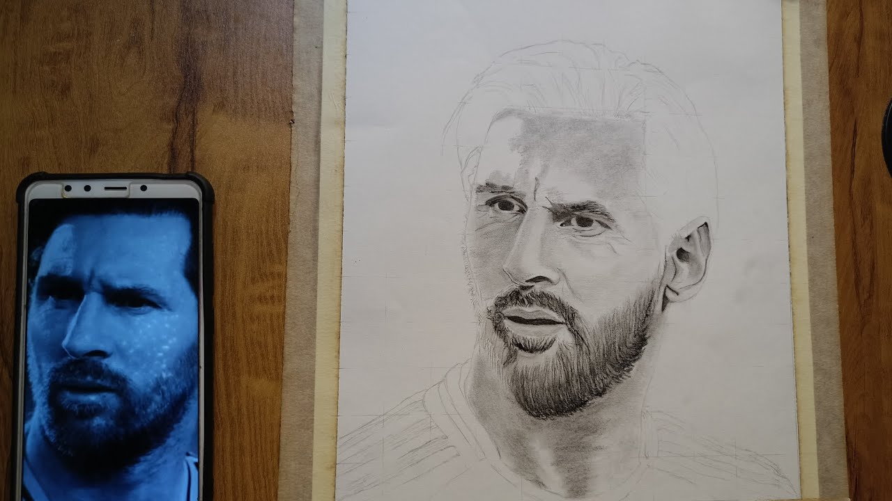 How to draw realistic ️|LIONEL MESSI Sketch Drawing for beginners ...