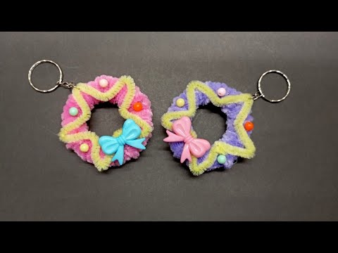 Pipe cleaner keychain | gantungan kunci dari kawat bulu | how to make ...