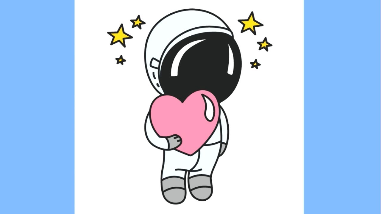 How To Draw A Cartoon Astronaut In Space Step By Step Easy For Kids