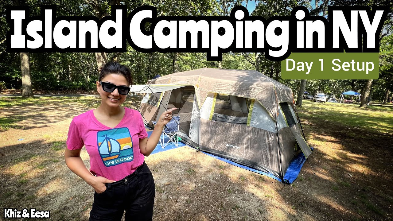 Family Camping Setup in Heckscher State Park - Long Island, New York (packing + equipment ...