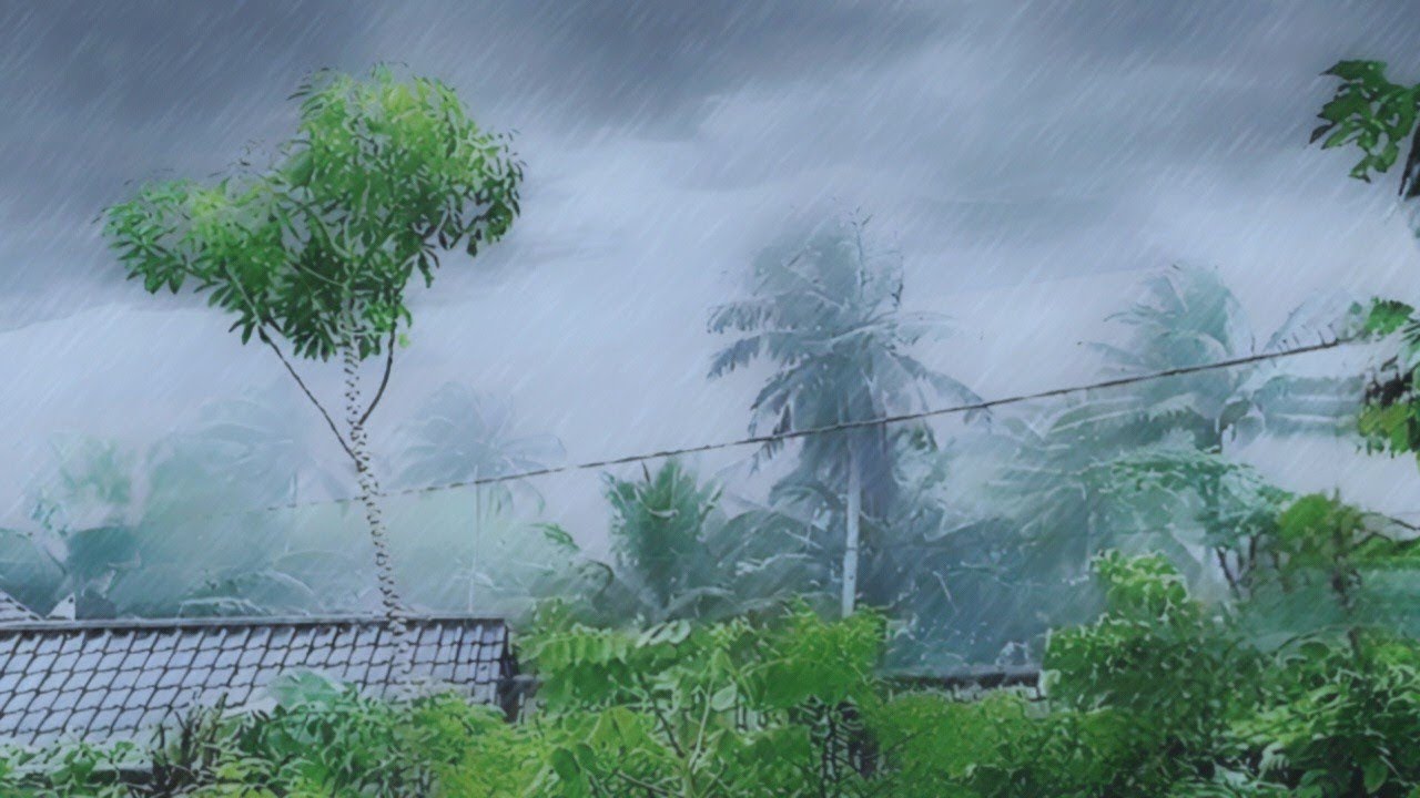 Super heavy rain and strong winds in a mountain village-sleep instantly ...