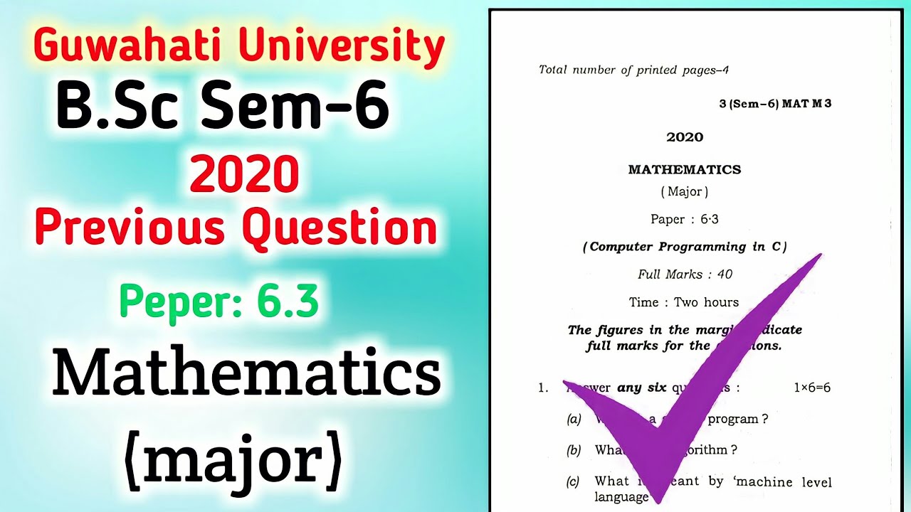 GU || B.Sc Sem-6 Mathematics 2020 Previous Question | Paper 6.3 | GU ...