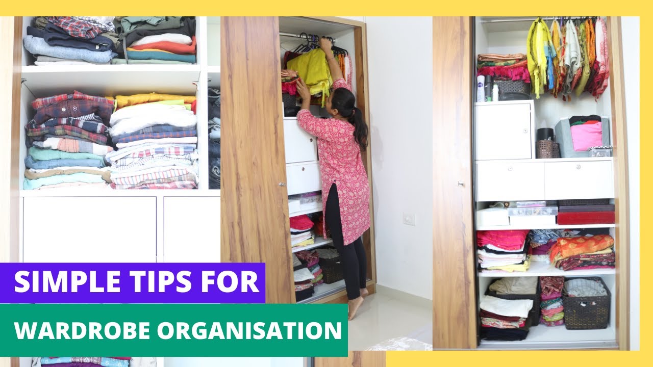 Wardrobe organisation tips | Space saving | cloth arrangement | DIY ...