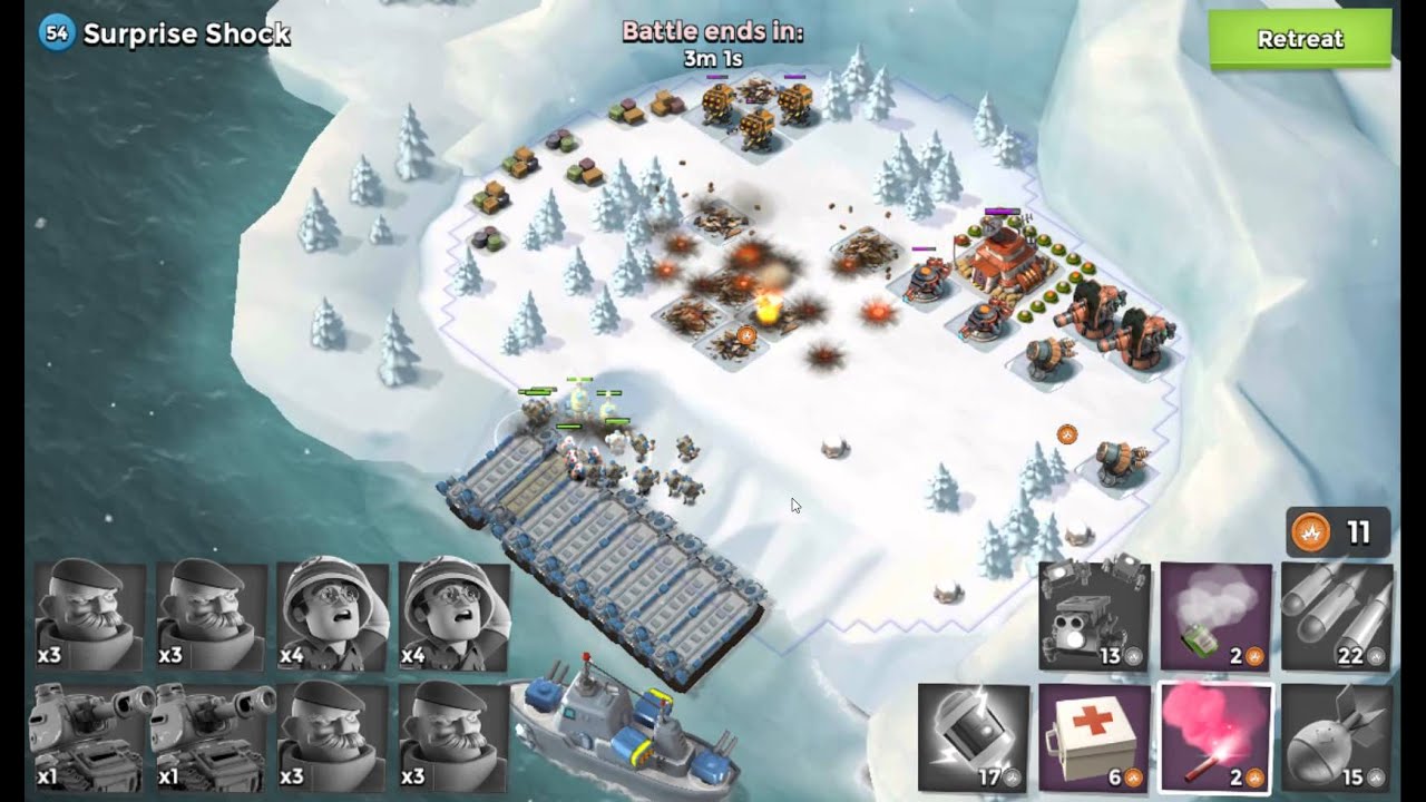 海島奇兵 Boom Beach Level 47 (54) Surprise Shock Tanks & Grenadiers Boosted ...