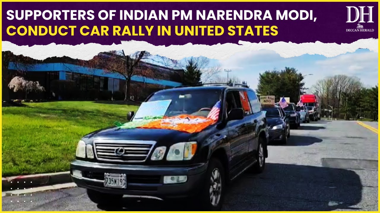 Supporters of Indian PM Narendra Modi conduct car rally in United ...