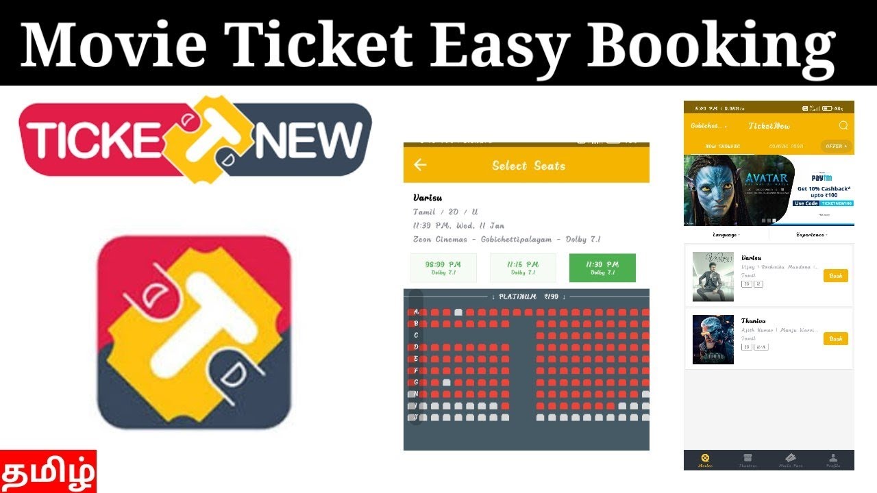 Movie Ticket Booking Tamil | Ticket New App Tamil | Movie Seat Booking ...
