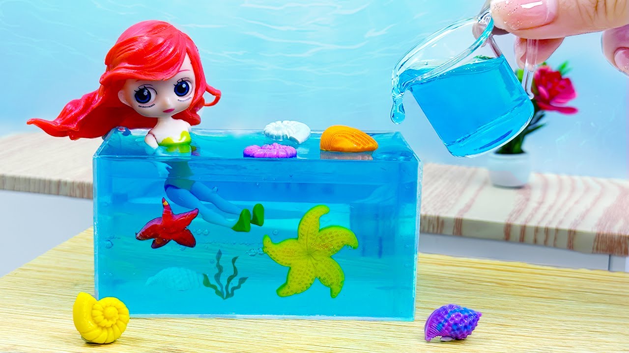 Ocean Mermaid Jelly Pool 🌊 Miniature Ariel Princess In Swimming Pool ...