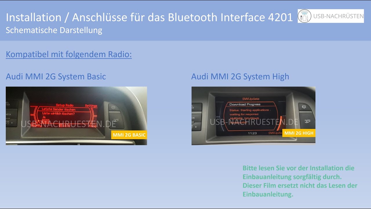 Bluetooth nachrüsten an Audi MMI 2G Systemen | Basic | High - YouTube