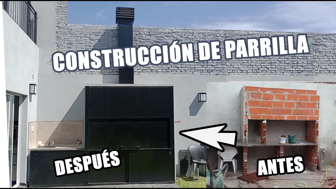Construcción de una parrilla de material cuadrada con chimenea y tiraje ...