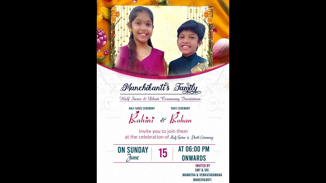 Rahini And Rohan Half Saree & Dhoti Ceremony - YouTube