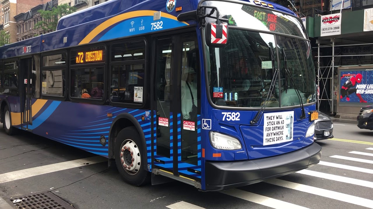 West Side-Freedom Place bound 2019 New Flyer #7582 M72 bus at 72nd St ...