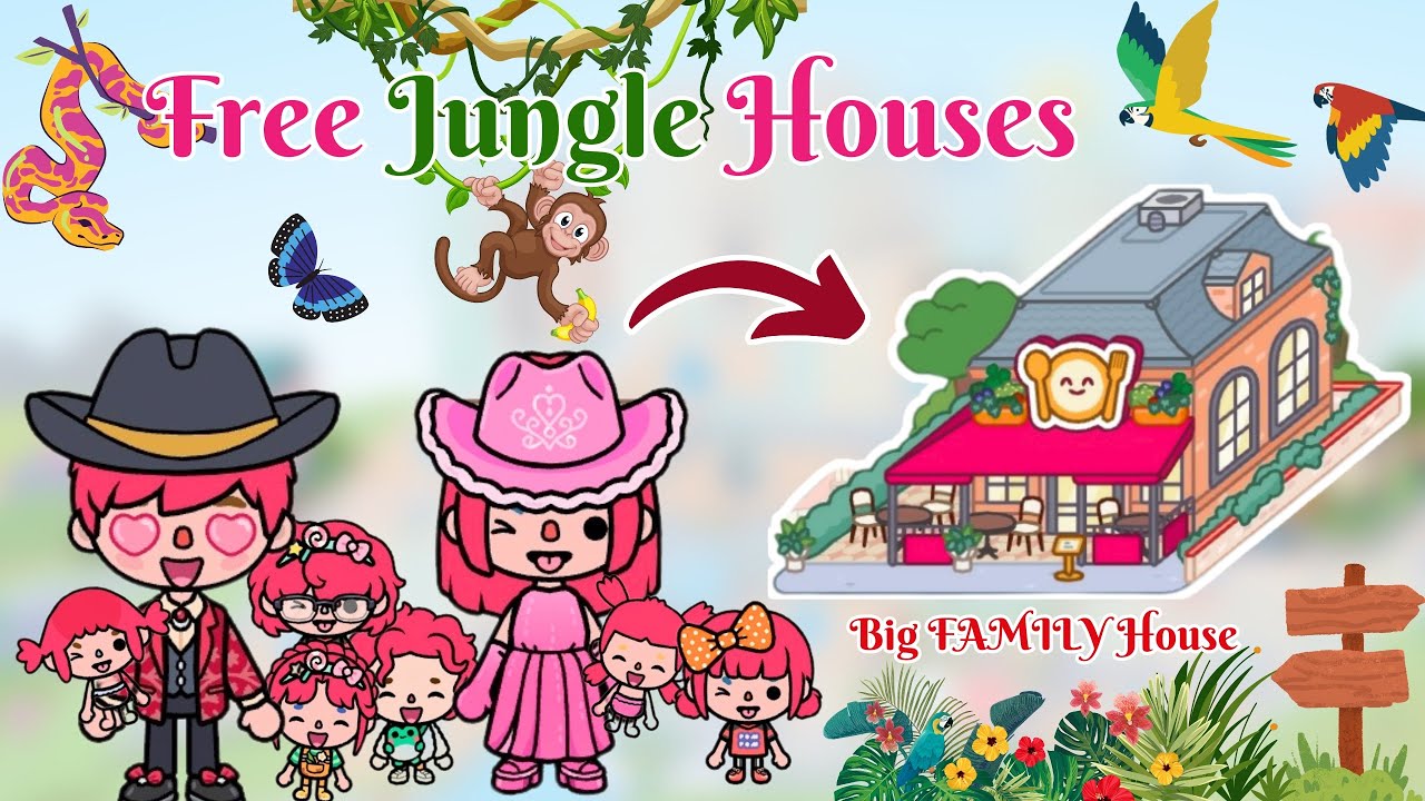 Big Family Aesthetic House 🏡 Free Jungle House 🐒 Toca Life World House ...