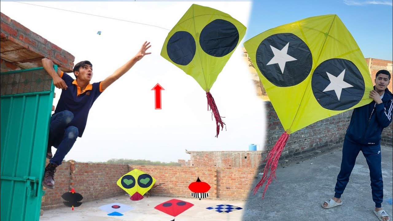 Big Yellow Pari Cutting Kite Catch With Bomb 💣 - YouTube
