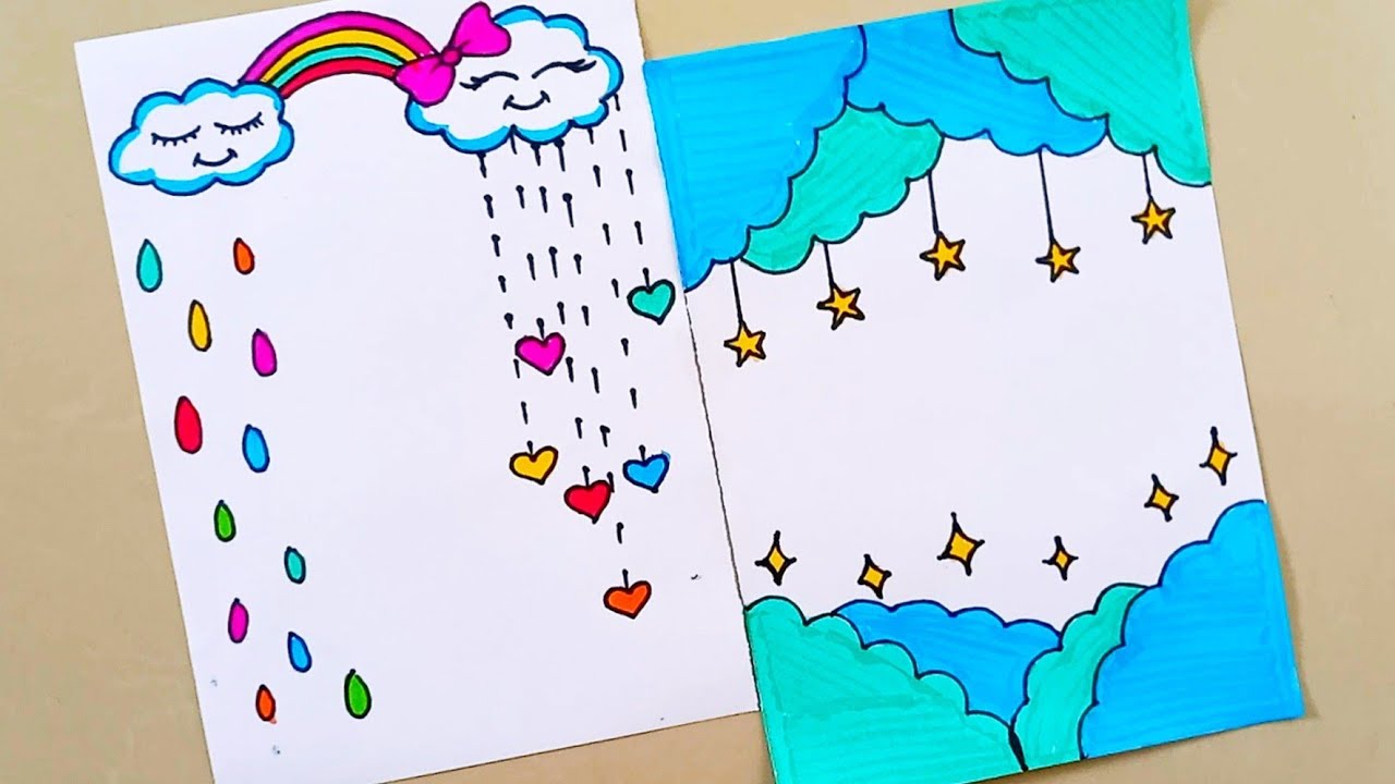 2 Easy project work front page design borders | Simple project work ...