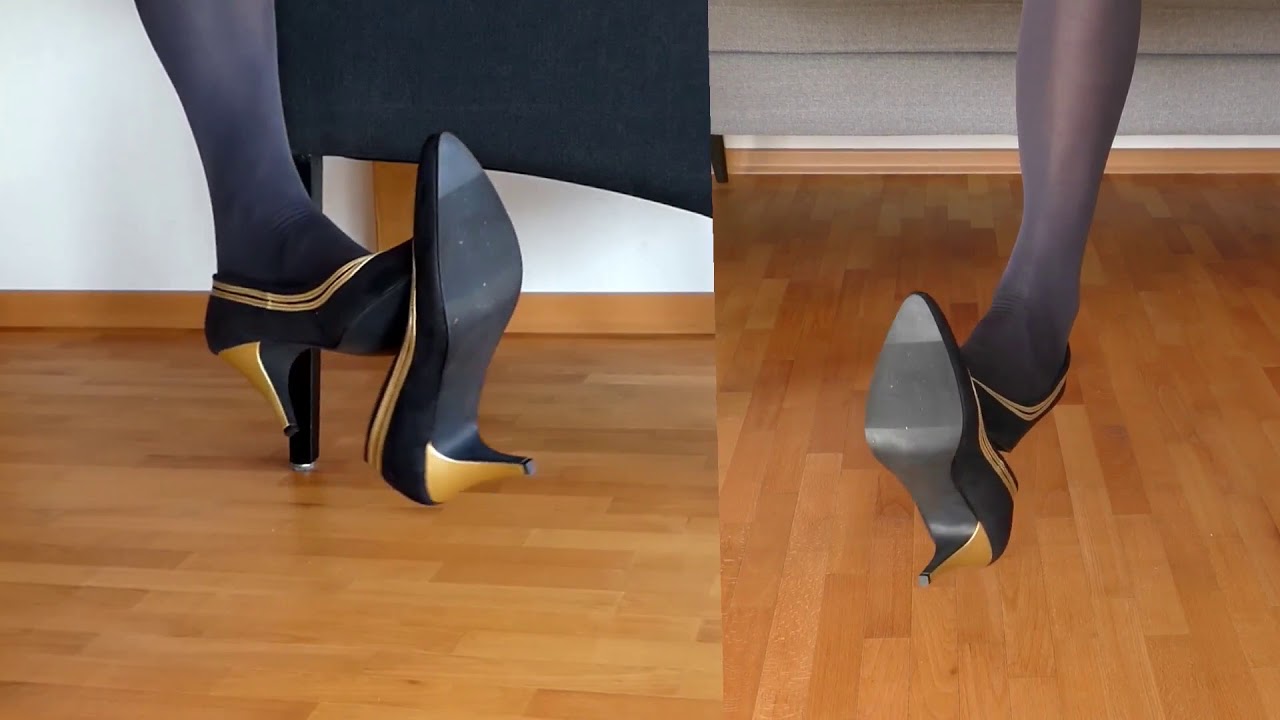 dangle high heels on table - YouTube
