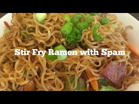 Best Stir Fry Instant Ramen Noodles with Spam Recipe - YouTube