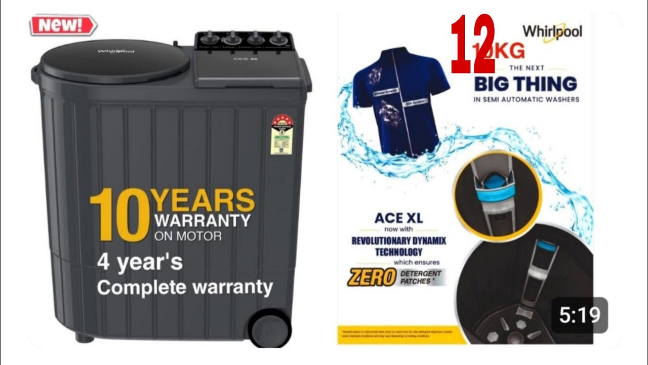 Whirlpool 12Kg Semi Automatic Washing Machine Demo||No-1 In Semi ...