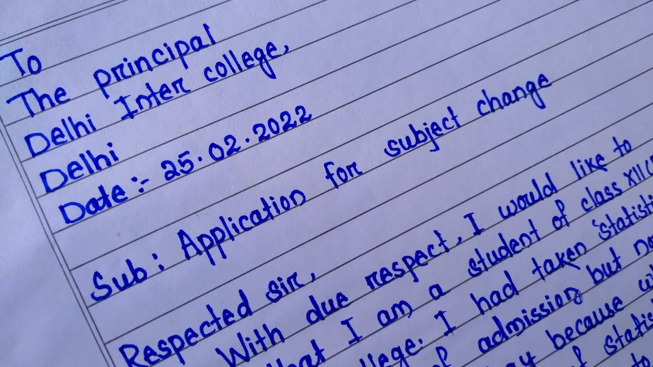 write an application to the principal for change of subject | subject ...
