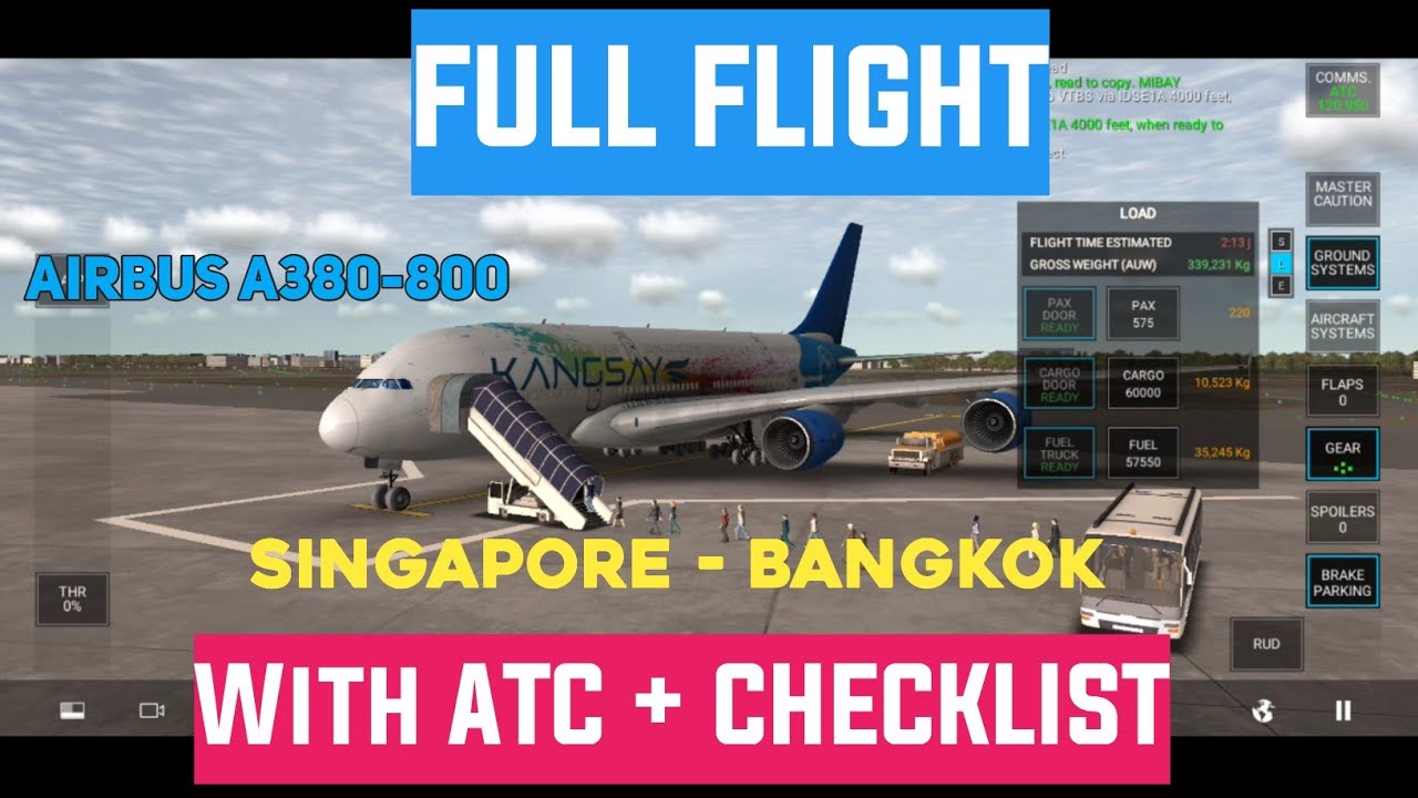 FULL FLIGHT SINGAPORE - BANGKOK With ATC & Flight CHECKLIST || Airbus ...
