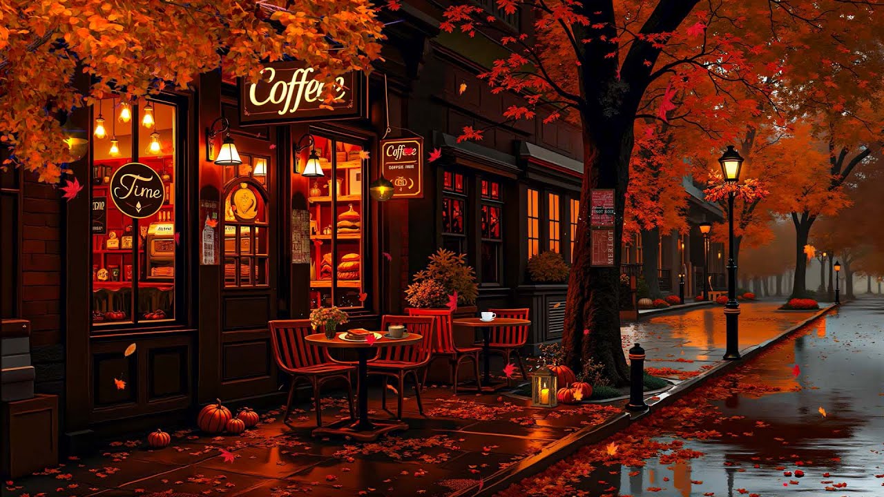 Smooth Autumn Jazz Music for Relaxation 🍂 Cozy Coffee Ambience and ...