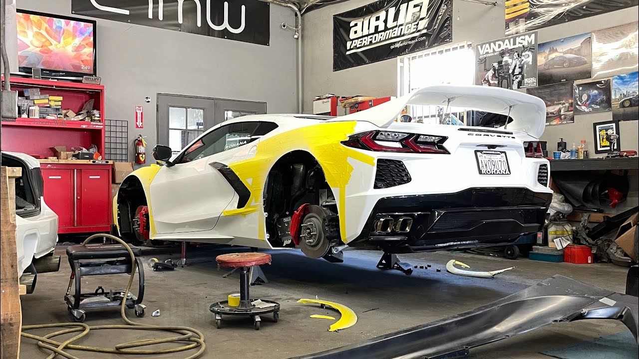 Installation PANDEM Widebody Kit on C8 Corvette - YouTube