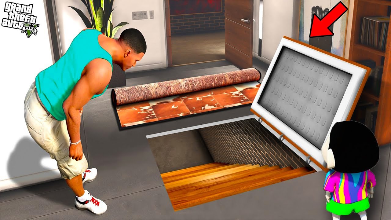 GTA 5 : Franklin And Shinchan Open The SECRET BASEMENT Inside Franklin ...