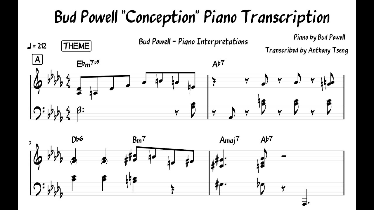 Bud Powell "Conception" Piano Transcription - YouTube