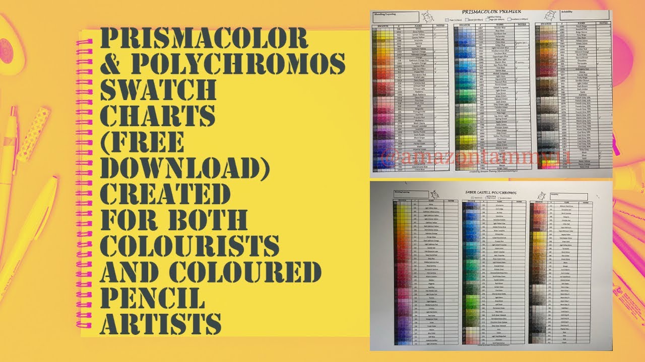 PRISMACOLOR AND POLYCHROMOS SWATCH CHARTS - YouTube