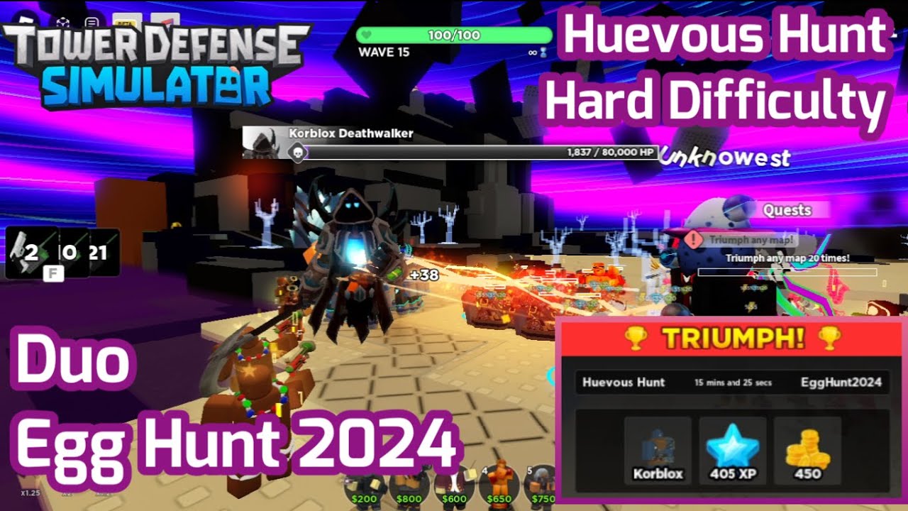 Huevous Hunt Hard Difficulty Duo Triumph | Tower Defense Simulator (TDS ...