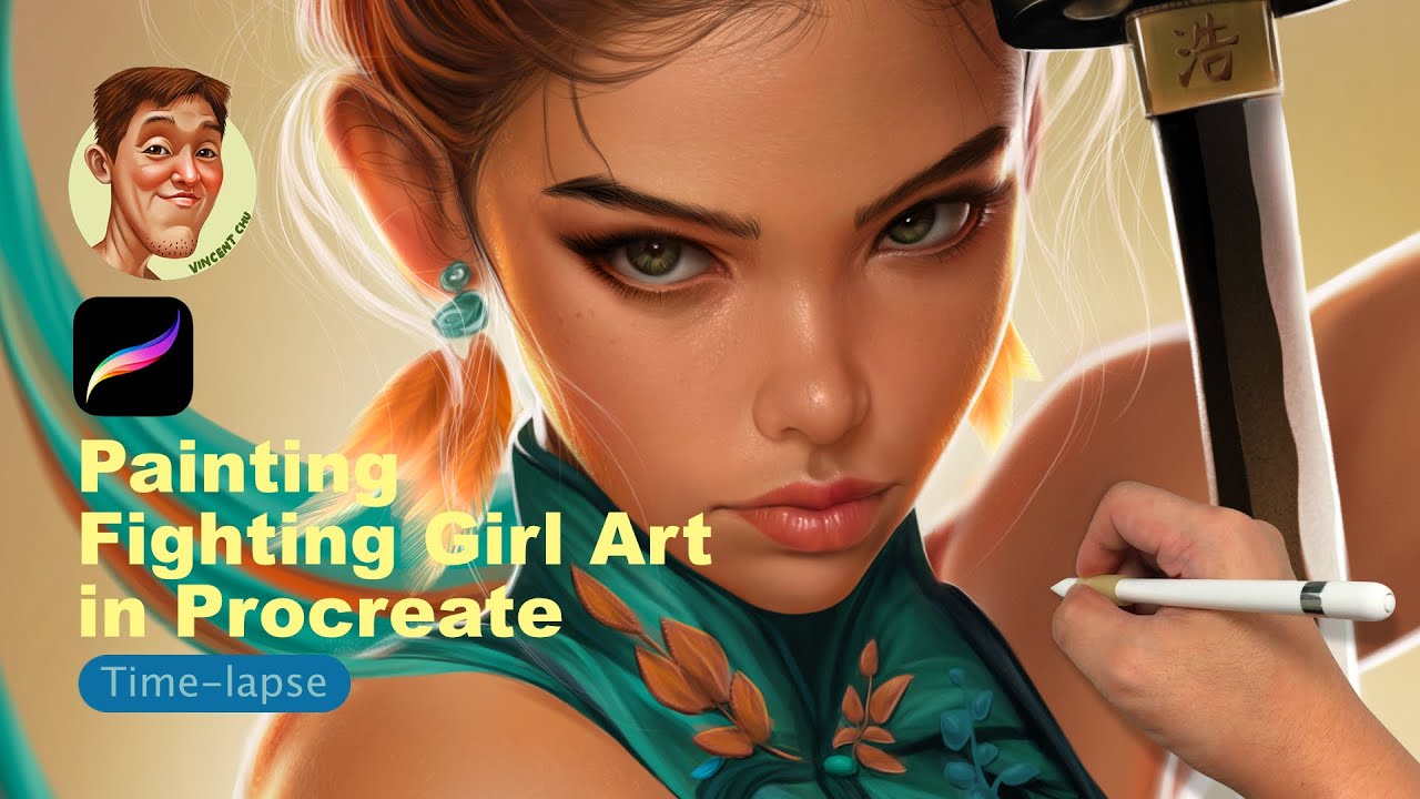 Procreate painting fighting girl art | Vincent Chu - YouTube