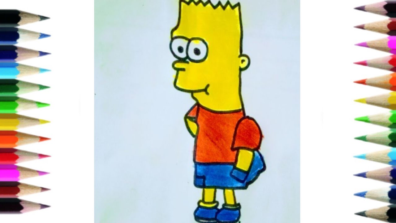 Lovely Drawing Colouring Bart Simpson// How to draw Bart Simpson - YouTube