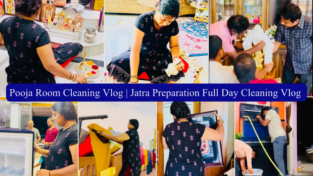 Pooja Room Cleaning Vlog | Jatra Preparation Full Day Cleaning Vlog ...