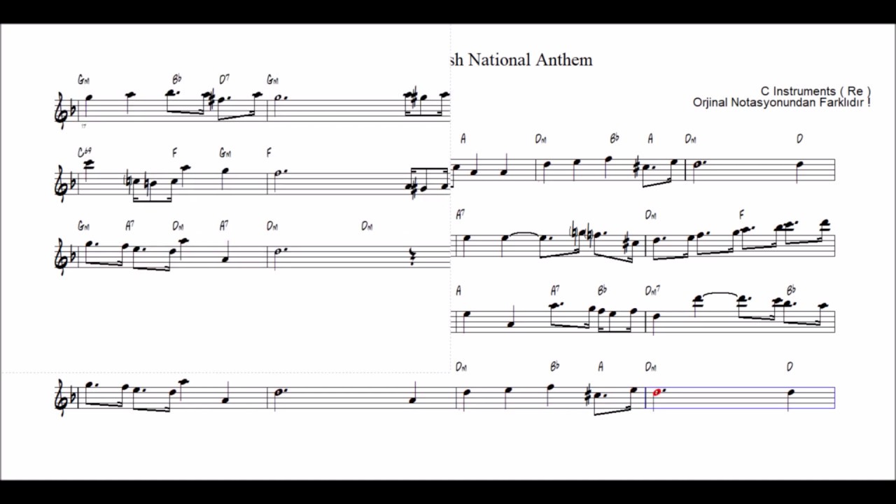 İstiklâl Marşı - Turkish National Anthem - Nota Akor Eşlik - C ...