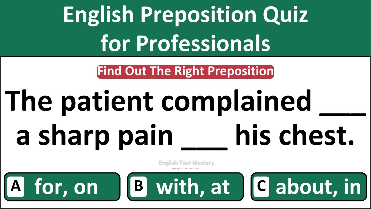 English Preposition Quiz for Professionals | English Test Mastery # ...