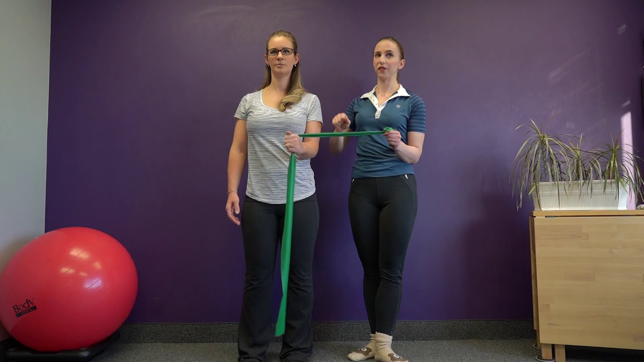 Shoulder Rotator Exercise - Internal Rotation using Theraband - YouTube