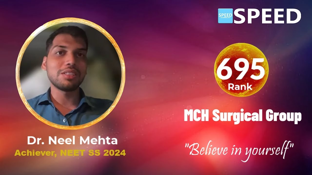 NEET SS Surgery, Rank 695 | Dr. Neel Mehta from SPEED #neetss - YouTube