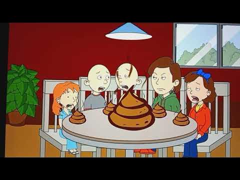 classic caillou misbehaving on poop table and poop on table and gets grounded. - YouTube