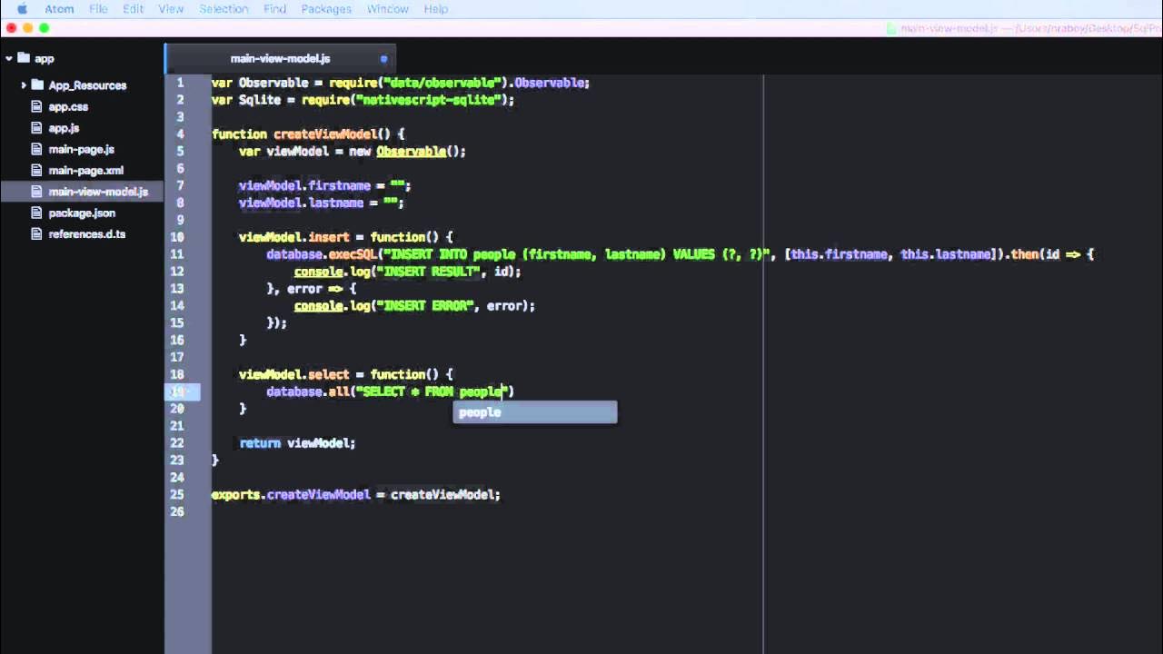 Use SQLite To Save Data In A Telerik NativeScript App - YouTube