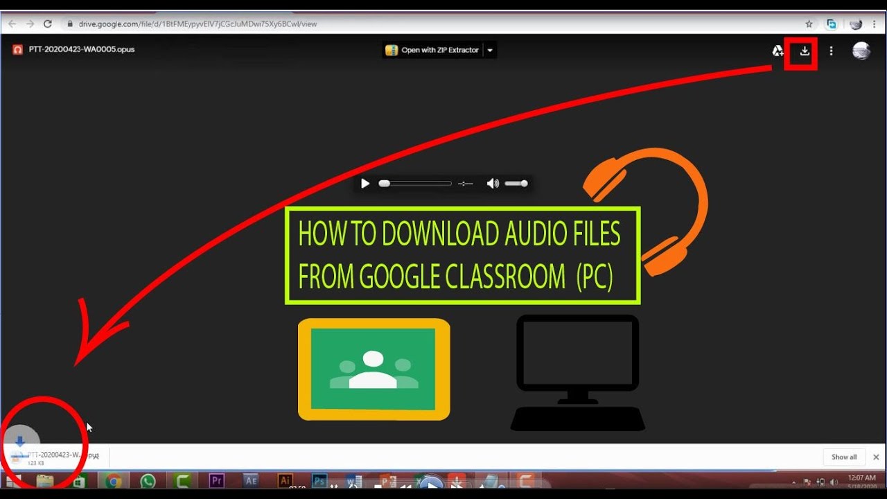 How to download audio files from Google Classroom (PC) - YouTube