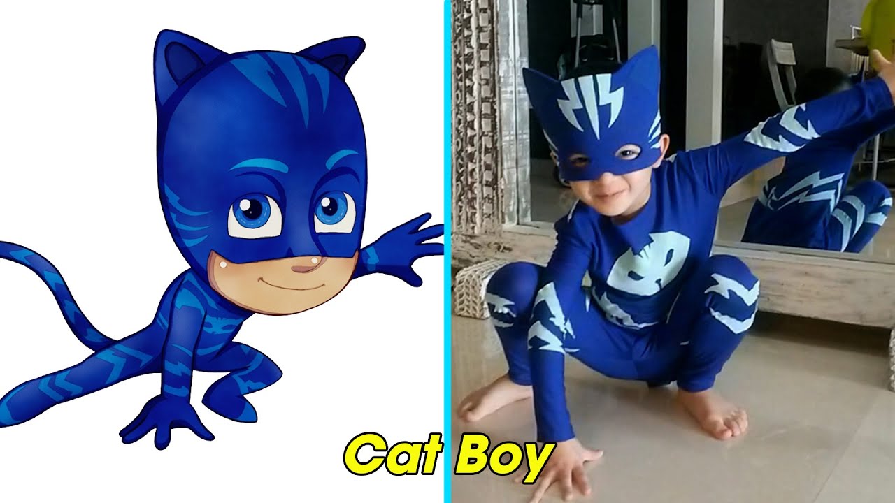 PJ Masks Characters in Real Life | Cartoon Characters As Human Part 1 ...